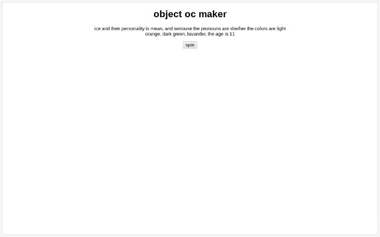 object oc maker -by jaylee ― Perchance Generator