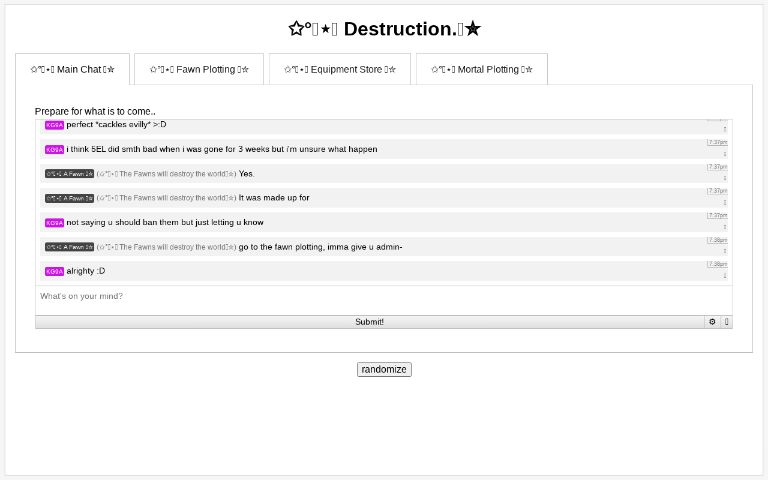 ⋆⸜ Destruction.🎧 ― Perchance Generator