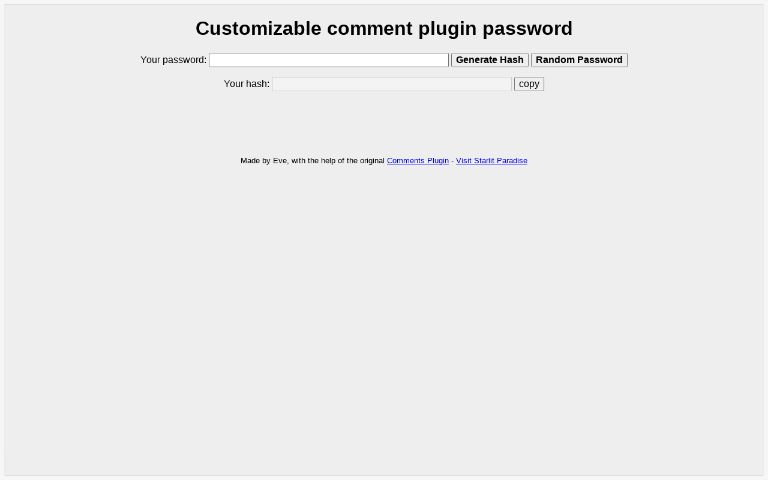 Customizable comment plugin password