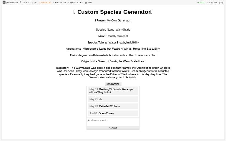 🪶 Custom Species Generator🪶