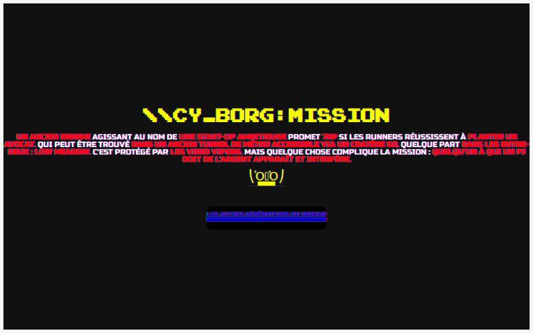 \\CY_BORG:Mission ― Perchance Generator