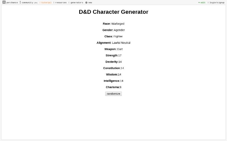 D&D Character Generator