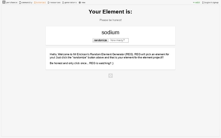 Your Element is: ― Perchance Generator