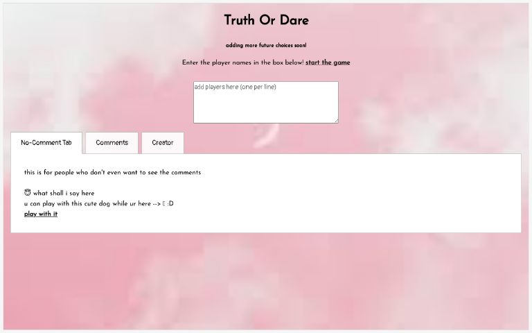 Truth Or Dare ― Perchance Generator