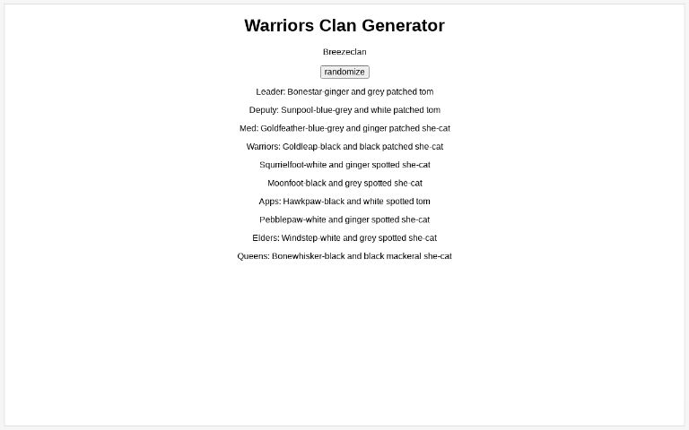 Warriors Clan Generator