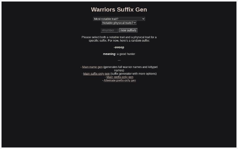 Warriors Suffix Gen