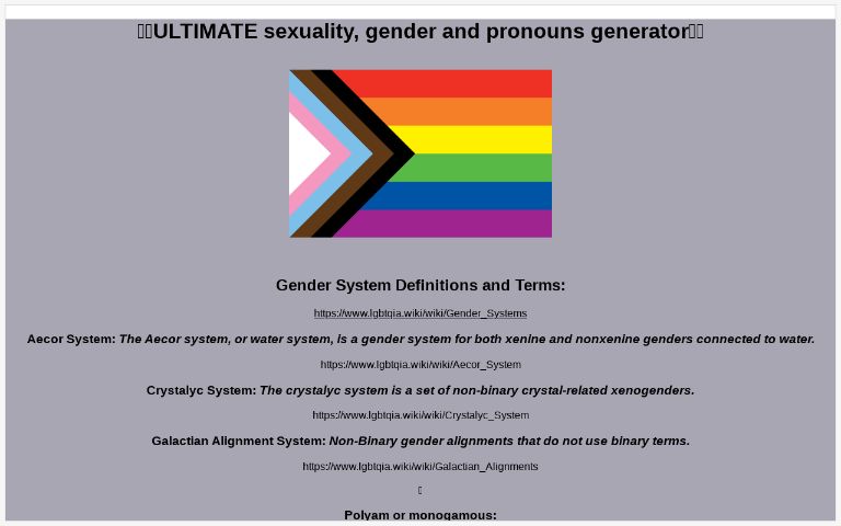 🏳️‍🌈ULTIMATE sexuality, gender and pronouns generator🏳️‍🌈