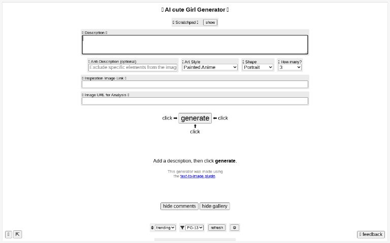 AI cute Girl Generator (free, no sign-up, no limits)