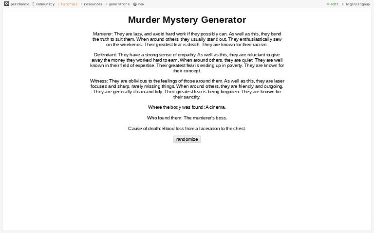 Murder Mystery Generator