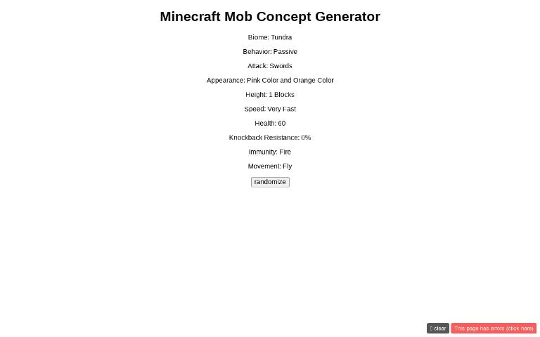 Minecraft Mob Concept Generator