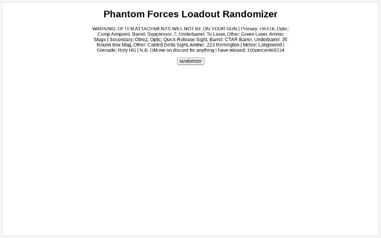 Phantom Forces Loadout Randomizer ― Perchance Generator