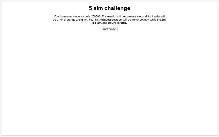 5 sim challenge ― Perchance Generator