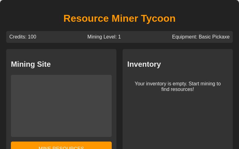 Resource Miner Tycoon ― Perchance Generator