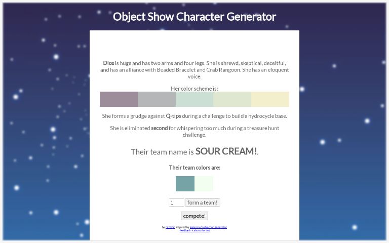 Object Show Character Generator