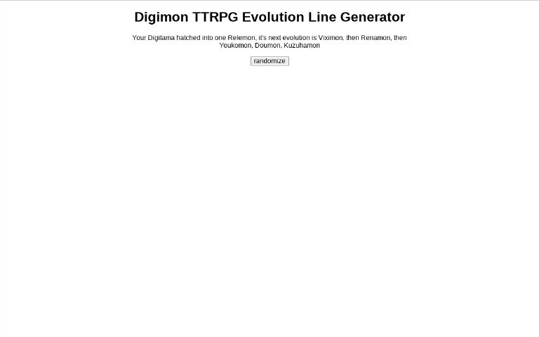 Digimon TTRPG Evolution Line Generator
