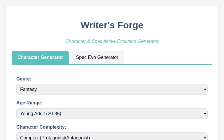 Writer's Forge ― Perchance Generator