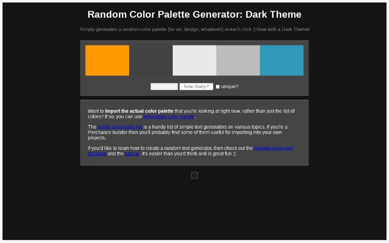 Random Color Palette Generator: Darkened