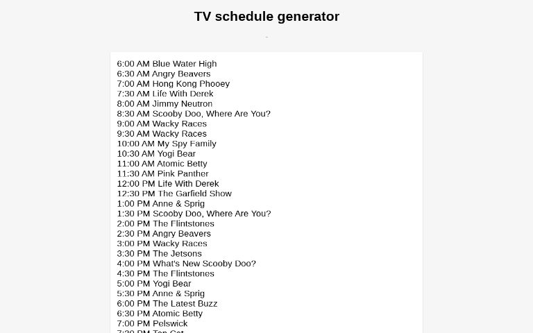 TV schedule generator