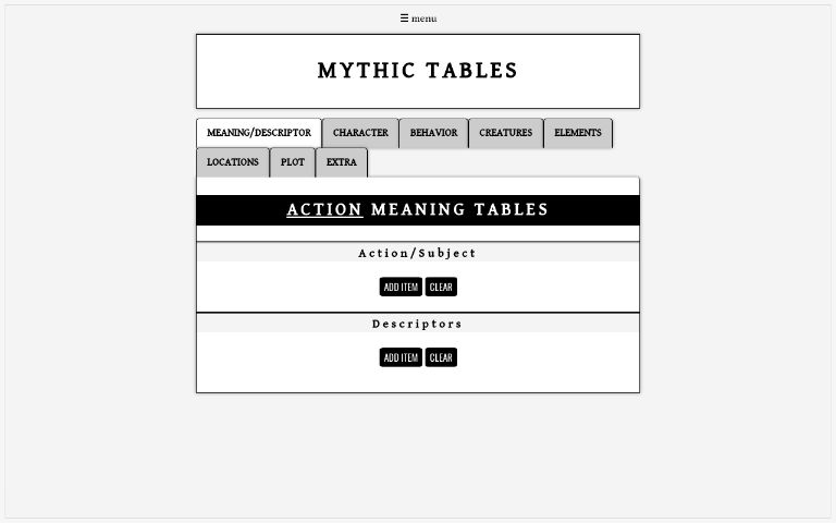 Mythic Tables ― Perchance Generator