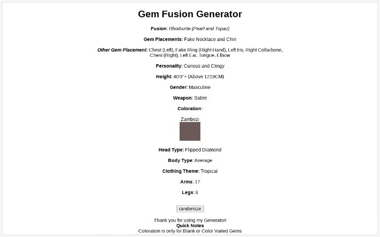 Gem Fusion Generator