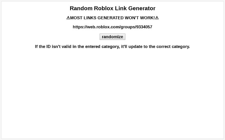 Random Roblox Link Generator