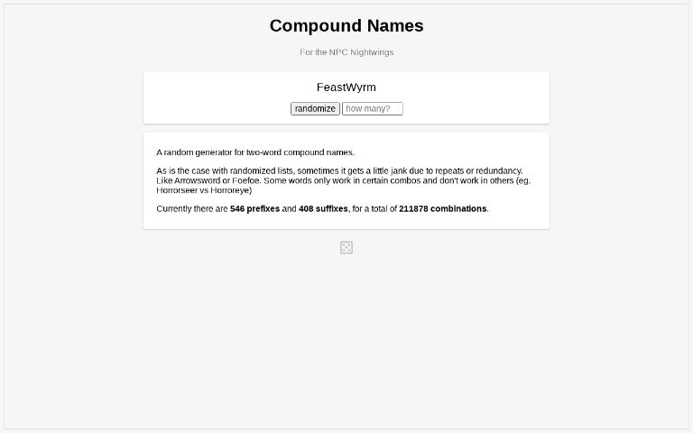 Compound Names ― Perchance Generator