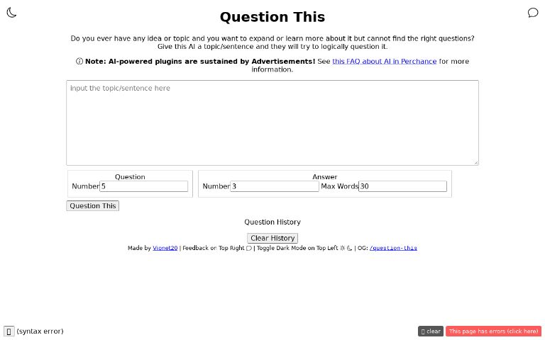 Question This - an AI-based Questioning Tool ― Perchance Generator