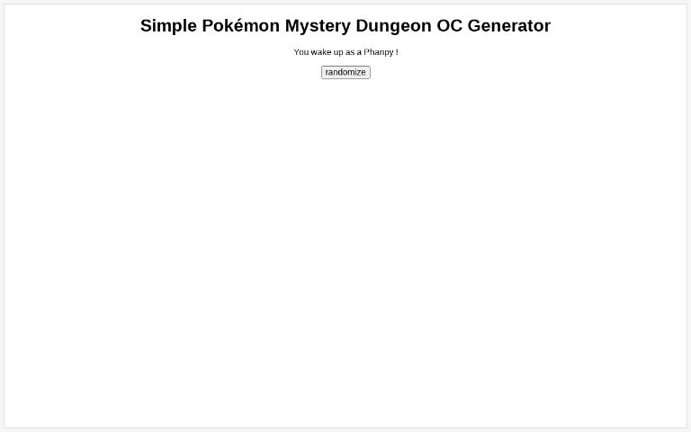 Simple Pokémon Mystery Dungeon OC Generator