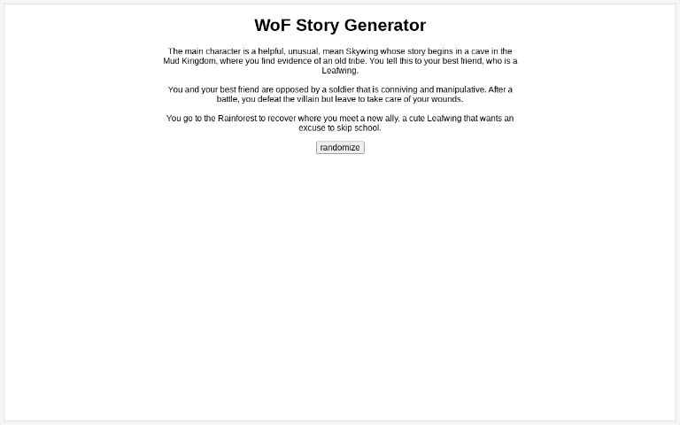 WoF Story Generator
