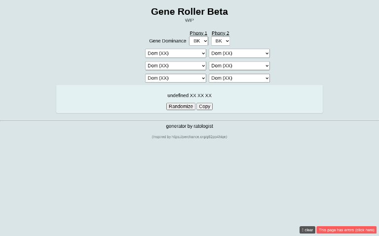 Gene Roller Beta ― Perchance Generator