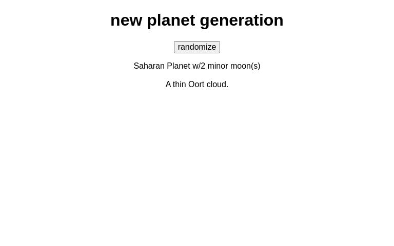 new planet generation