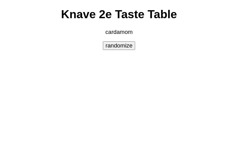 Knave 2e Taste Table ― Perchance Generator
