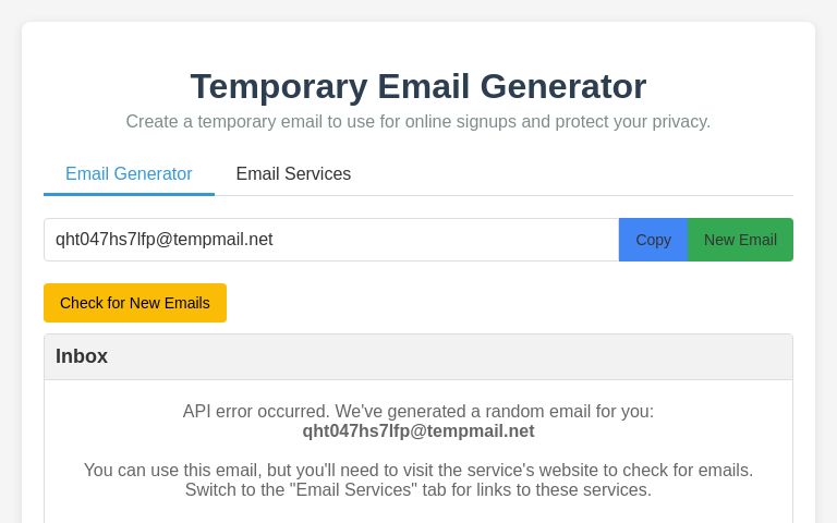 Temporary Email Generator