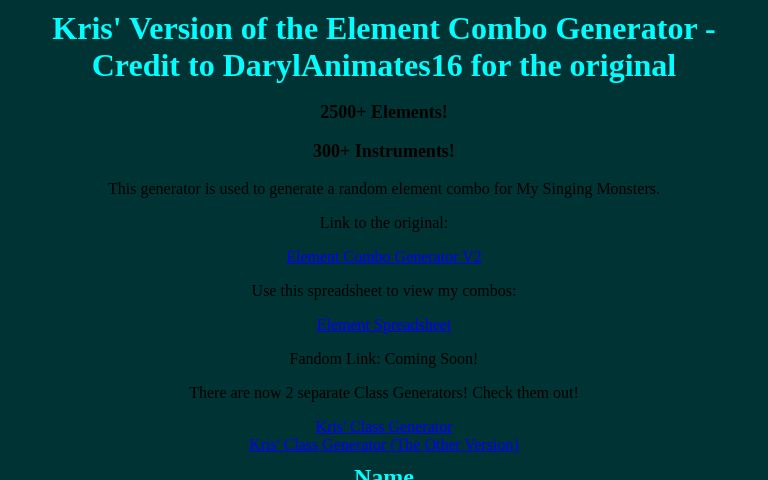 Kris' Version of the Element Combo Generator - Credit to ...