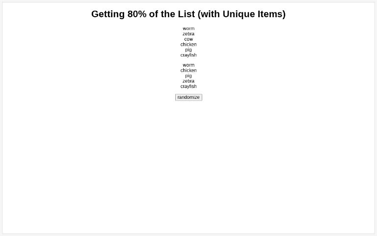 Getting 80% of the List (with Unique Items) ― Perchance Generator