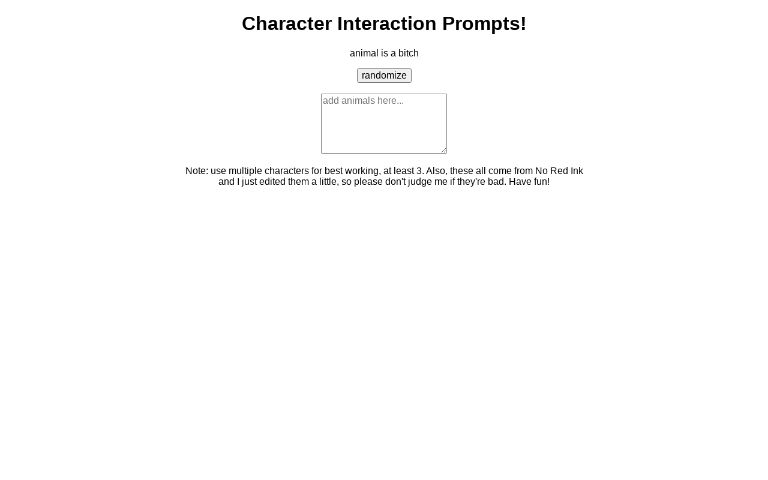 Character Interaction Prompts! ― Perchance Generator