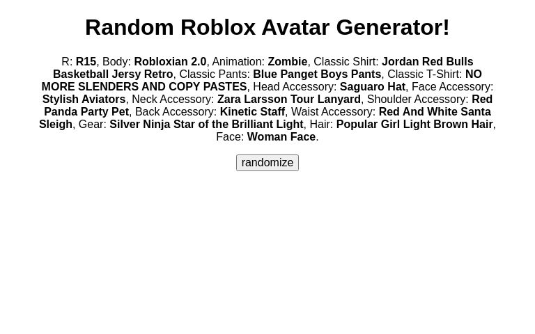 Random Roblox Avatar Generator!