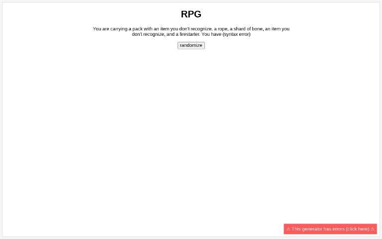 RPG ― Perchance Generator