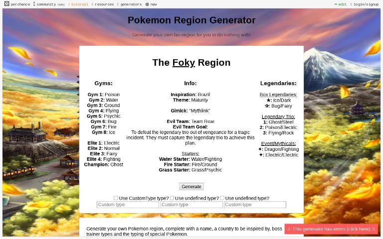 Pokemon Region Generator