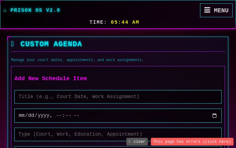 📅 CUSTOM AGENDA ― Perchance Generator
