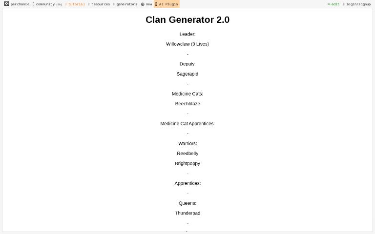 Clan Generator 2.0