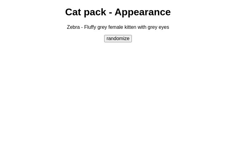 Cat pack - Appearance ― Perchance Generator