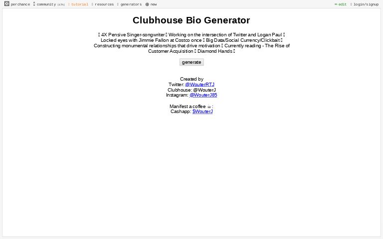Clubhouse Bio Generator