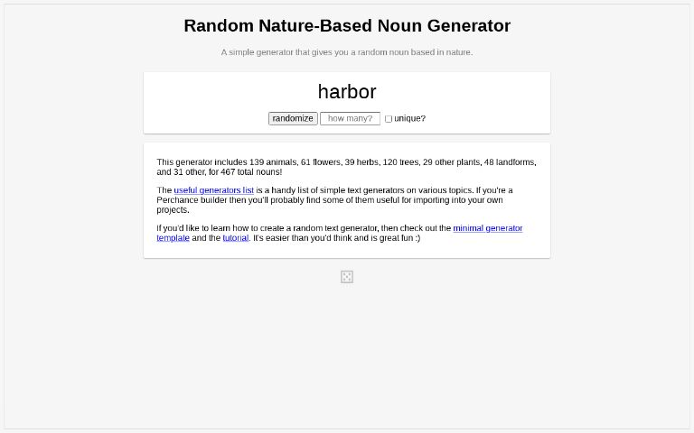 Random Nature-Based Noun Generator