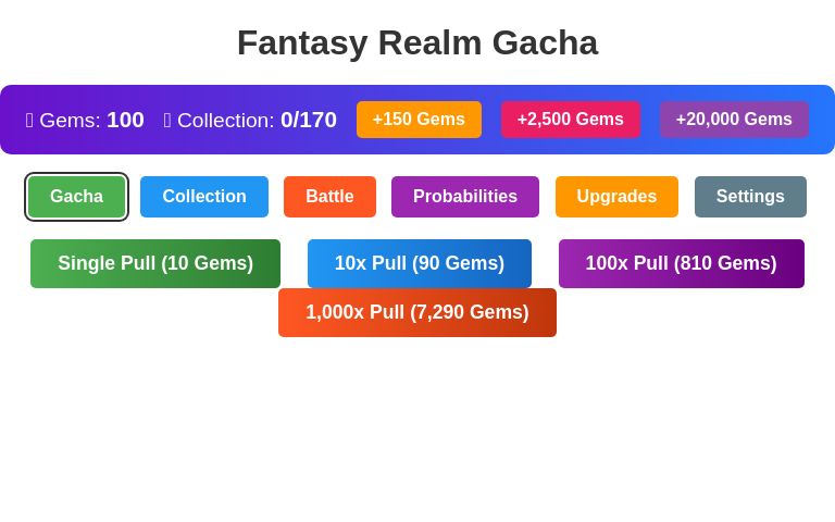 Fantasy Realm Gacha ― Perchance Generator