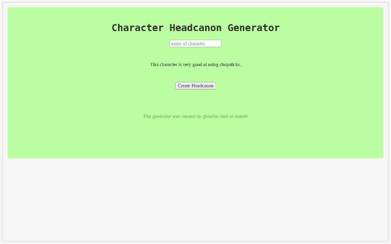 Character Headcanon Generator