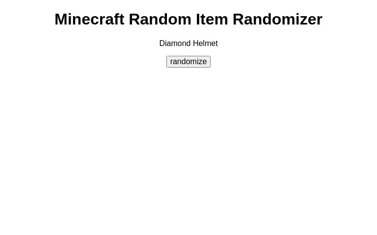 Minecraft Random Item Randomizer ― Perchance Generator