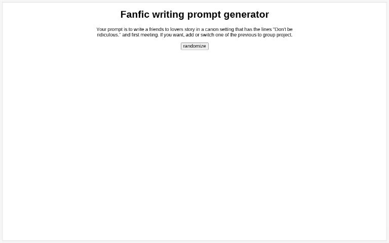 Fanfic writing prompt generator