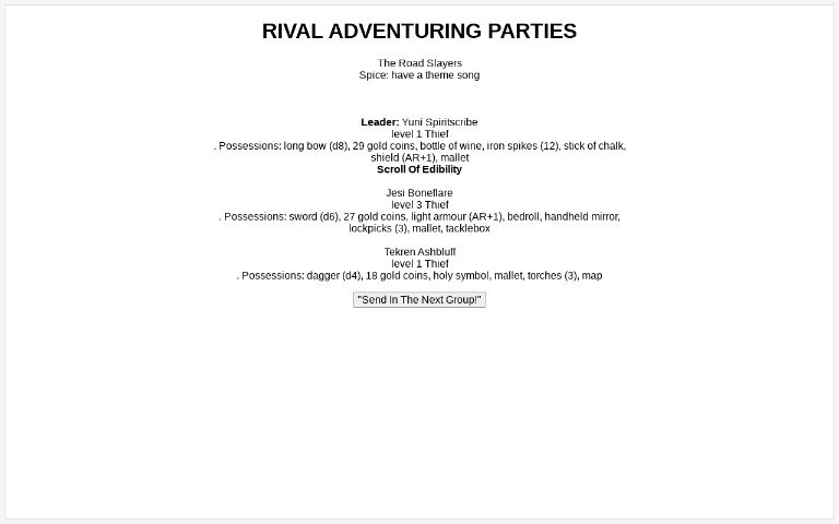 RIVAL ADVENTURING PARTIES ― Perchance Generator
