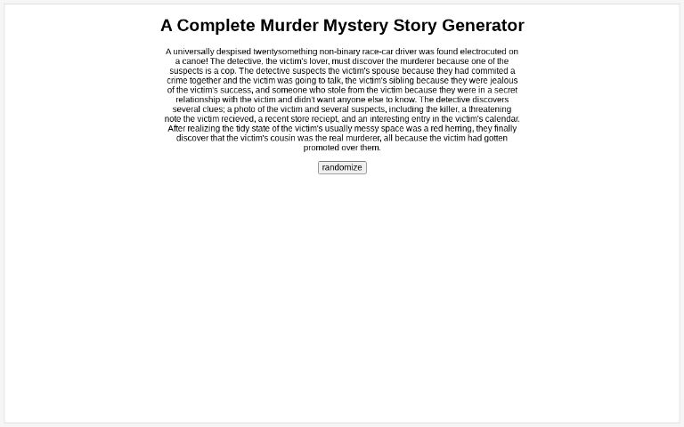 A Complete Murder Mystery Story Generator